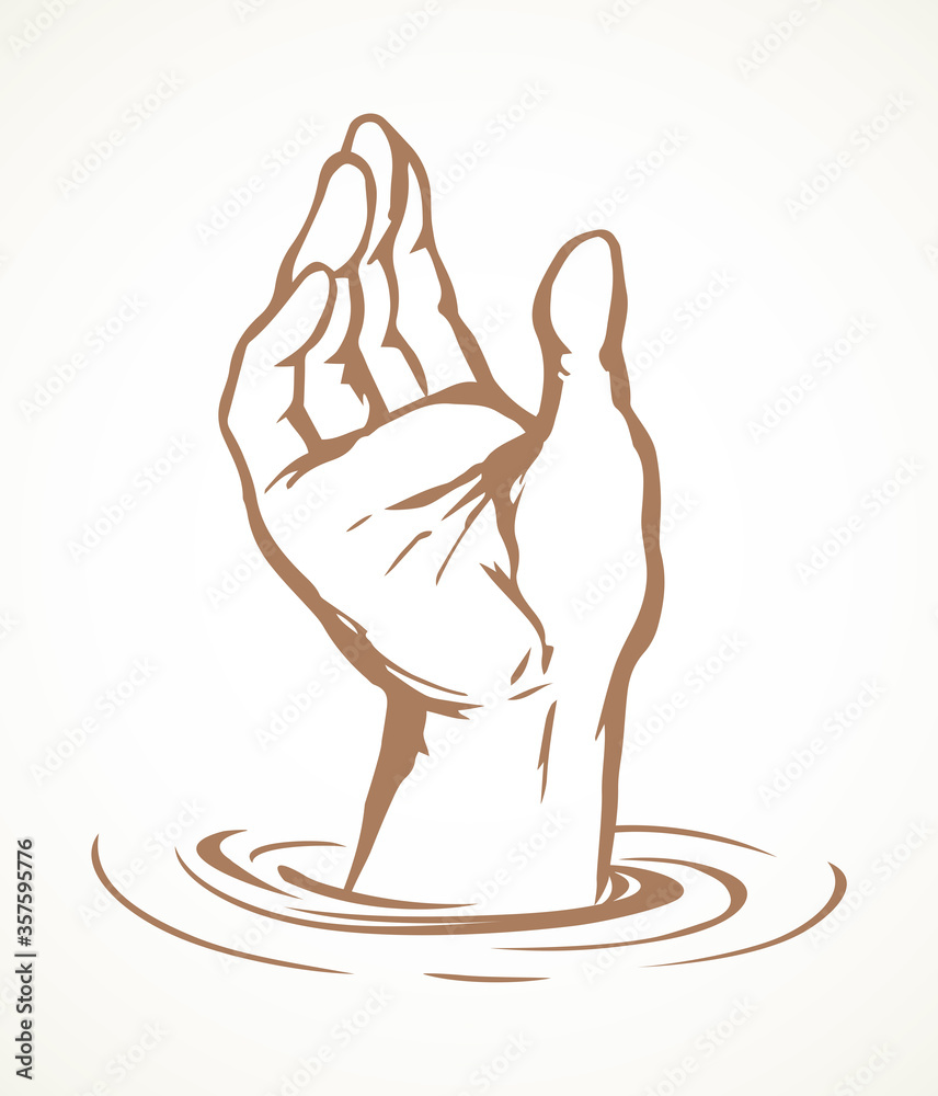 Hand pulls up. Vector drawing. Stock Vector | Adobe Stock