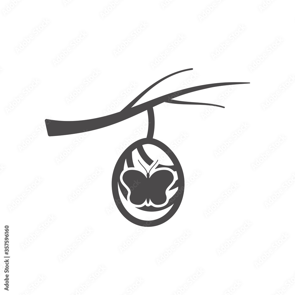 Cocoon with butterfly icon in a flat style. Vector illustration. Stock ...