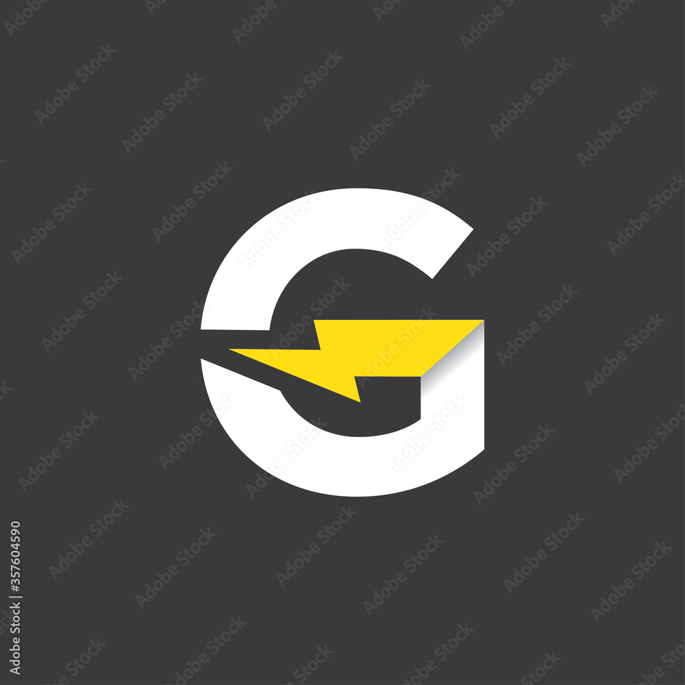 Initial letter g electric, thunder, power logo and icon vector ...