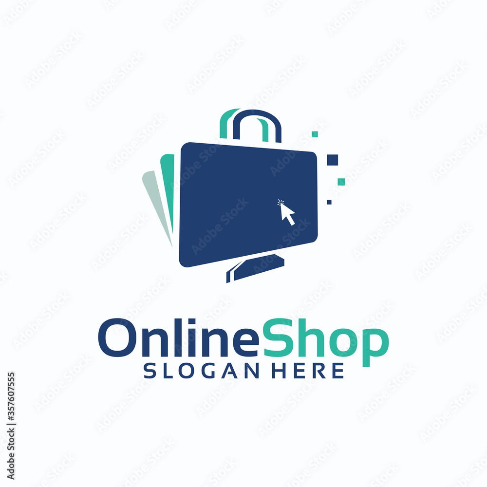 Online Shop Logo designs Template, Computer and Shopping bag logo ...
