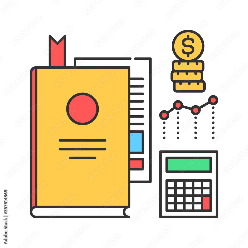 Report and financial statements color line icon. Bookkeeping and ...