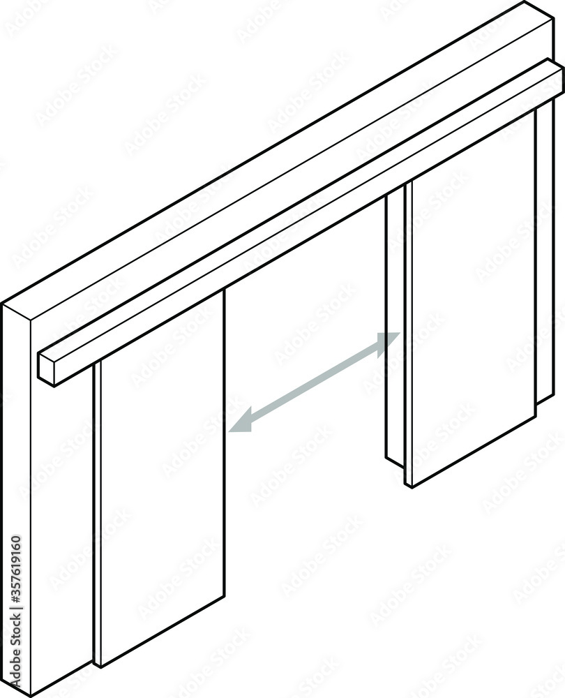 Line drawing of a double surface sliding door. Stock Vector | Adobe Stock
