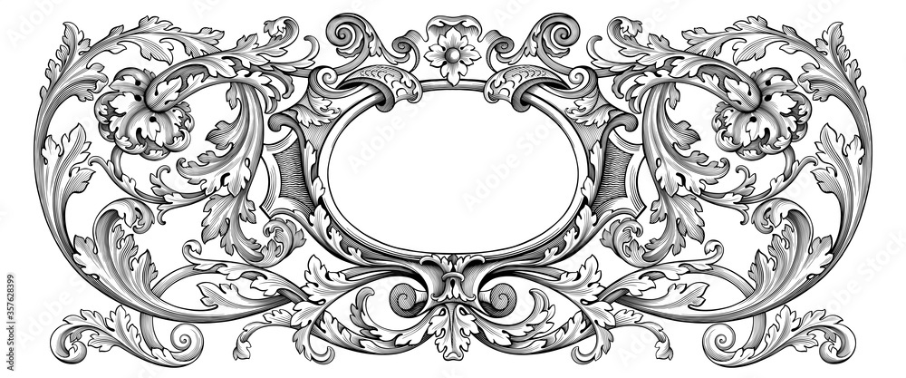 Vintage Baroque floral frame border Victorian flower ornament scroll ...