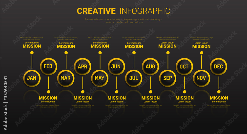 Stockvector timeline chart all month . Business process steps, workflow ...
