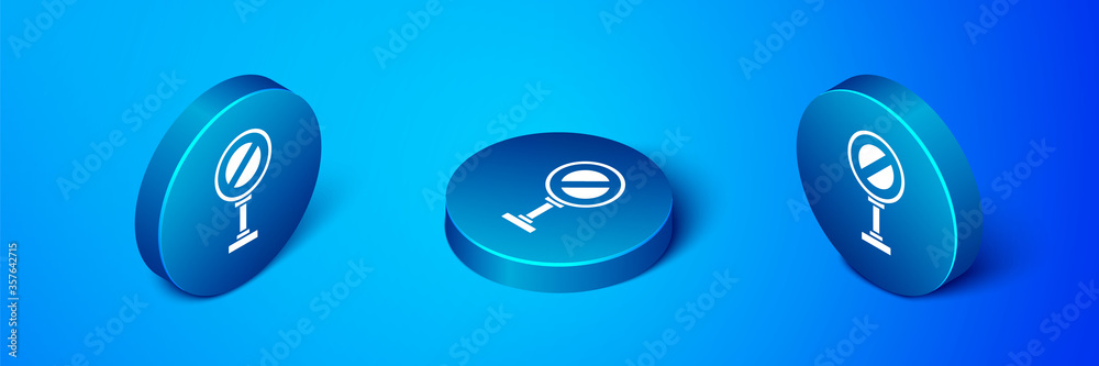 Isometric Stop sign icon isolated on blue background. Traffic ...