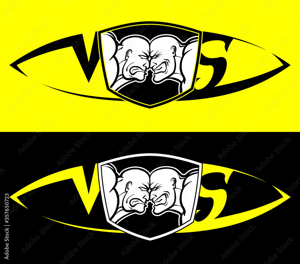 Confrontation of two parties, vs. Rage and anger on faces, against each ...