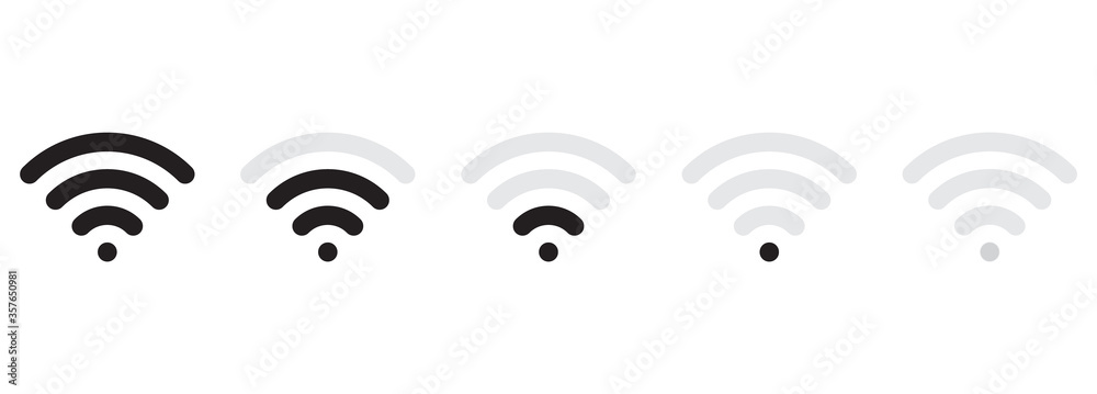 Wi-Fi connection icon set. Wireless signal indicator. Various ...