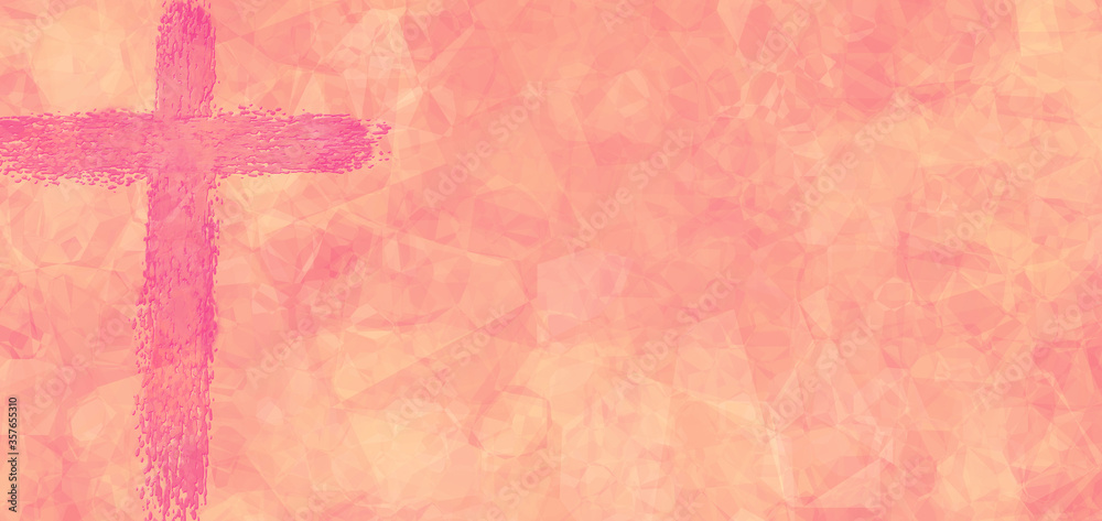 pink cross orange textured polygon painting, worship slide background ...