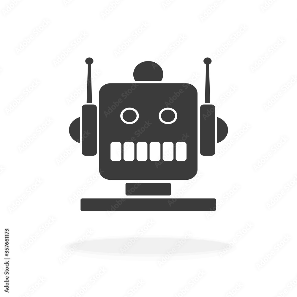 Retro Robot Character Icon Symbol Sign - Vector illustration icon black ...