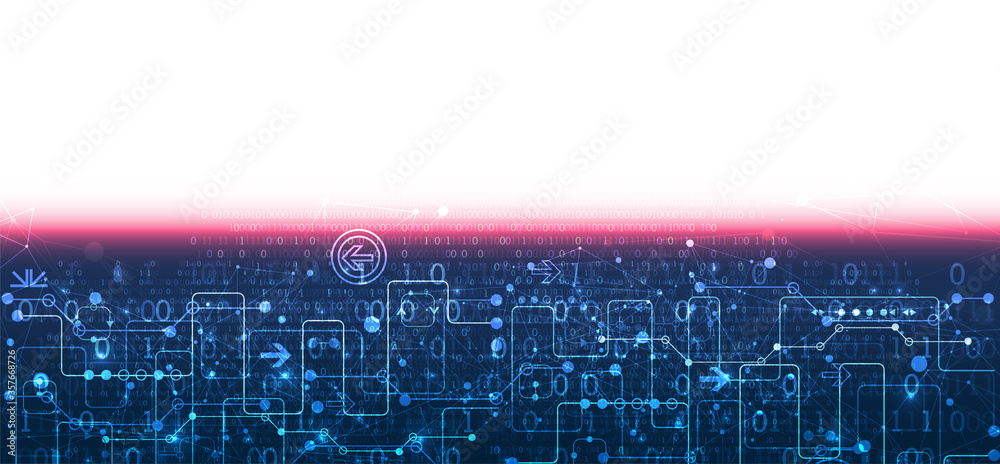 Abstract Technology Concept With Binary Code Circuit Board High Computer Color Background