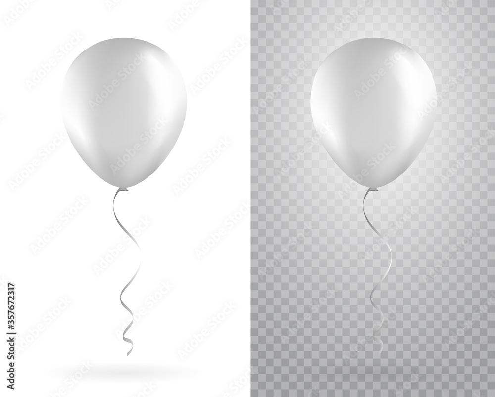 Set of White balloons on transparent white background. Party Balloons ...