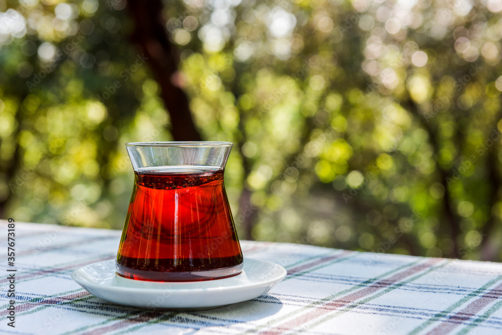Turkish Tea with green background Stock Photo | Adobe Stock