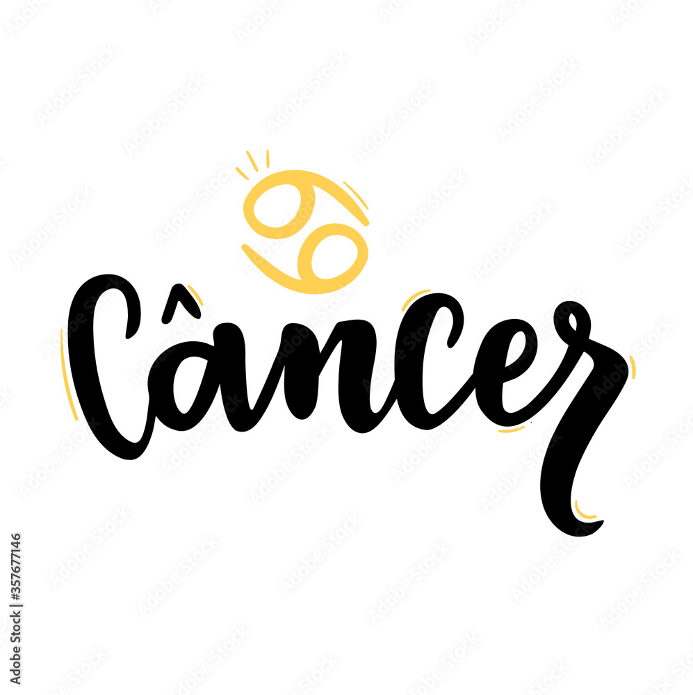 Câncer. Cancer. Zodiac Sign. Brazilian Portuguese Hand Lettering for ...