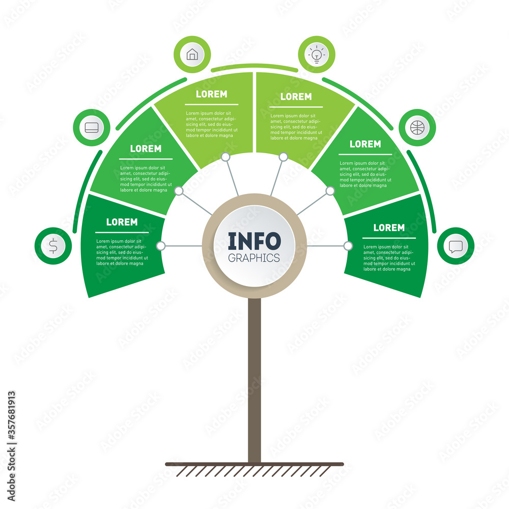 Green Timeline or infographics. Tree of development and growth of the ...