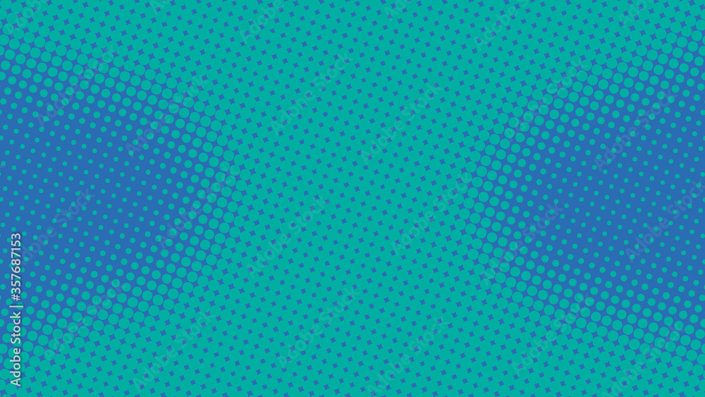 Bright blue pop art background with halftone dots in retro comic style ...