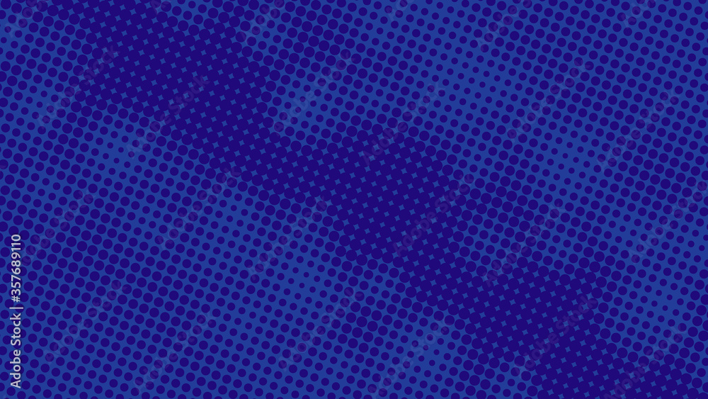 Bright dark blue pop art background with halftone dots in retro comic ...