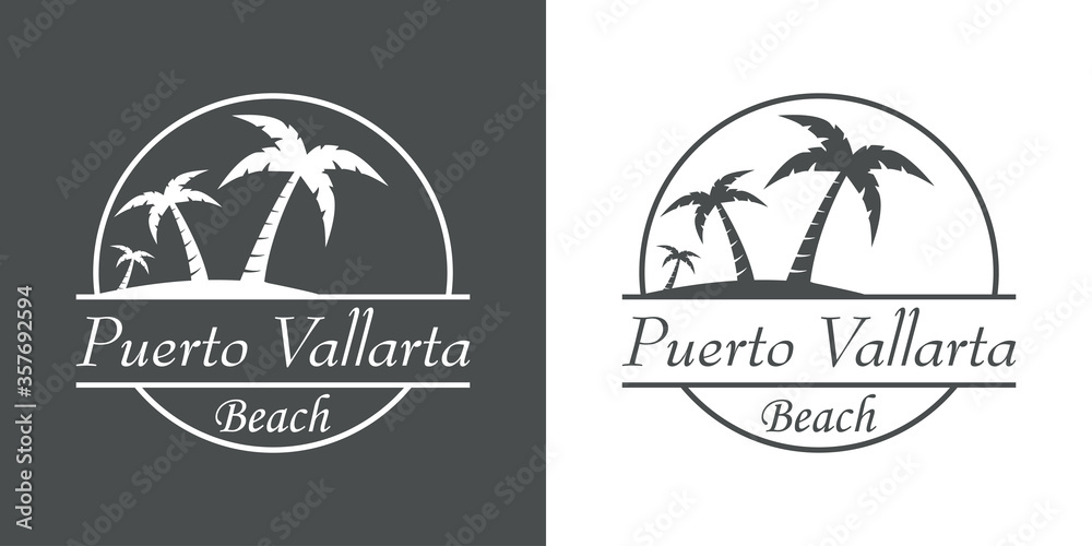 Símbolo destino de vacaciones. Icono plano texto Puerto Vallarta Beach ...