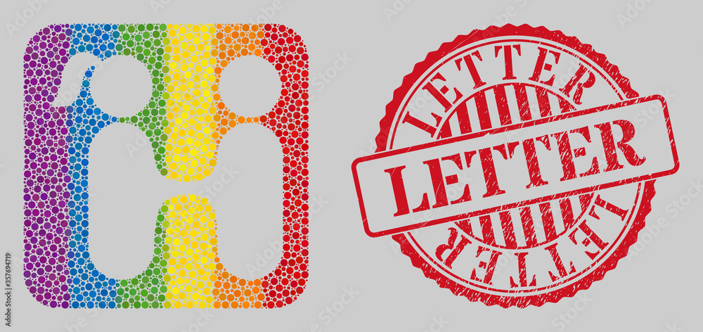 Scratched Letter seal and mosaic lovers meeting hole for LGBT. Dotted ...