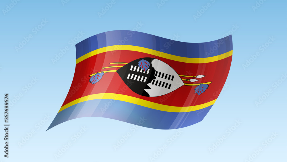 Swaziland flag state symbol isolated on background national banner ...