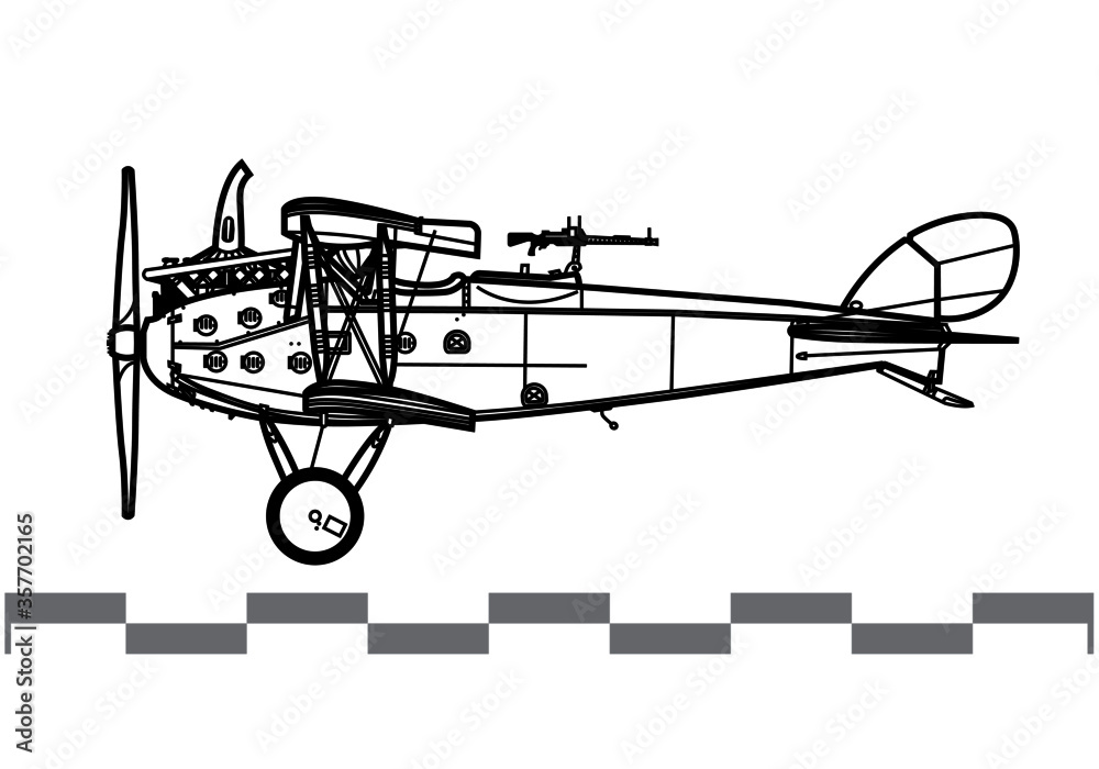 LVG C.VI. World War 1 reconnaissance aircraft. Side view. Image for ...