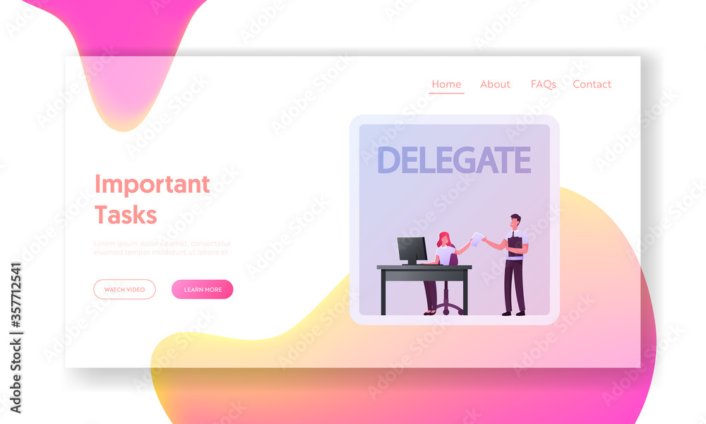 Responsibilities Delegating Landing Page Template. Boss Character ...