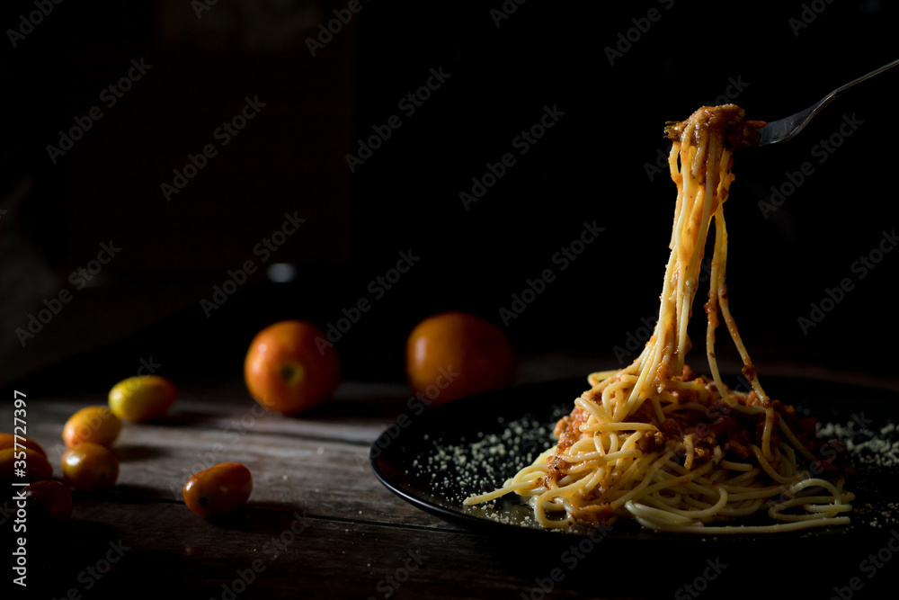 Yellow long spaghetti. Yellow italian pasta. Long spaghetti. Raw ...