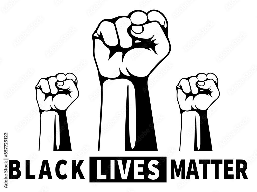 Black Lives Matter. Black and white illustration depicting Three BLM ...