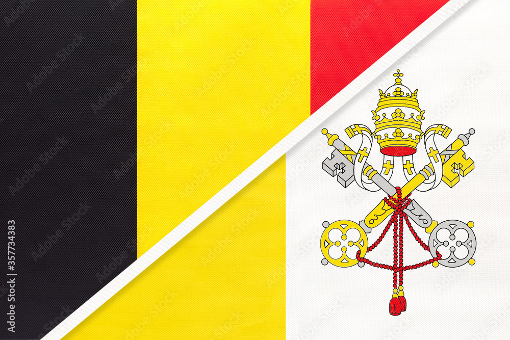 Belgium and Vatican City, symbol of two national flags from textile ...