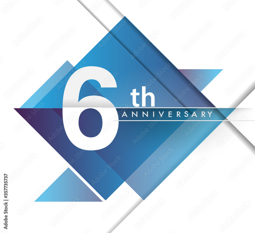 6th years anniversary logo with geometric, vector design birthday ...