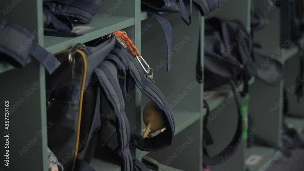 School Bags In Classroom Lockers Organized, TILT UP Stock Video | Adobe ...