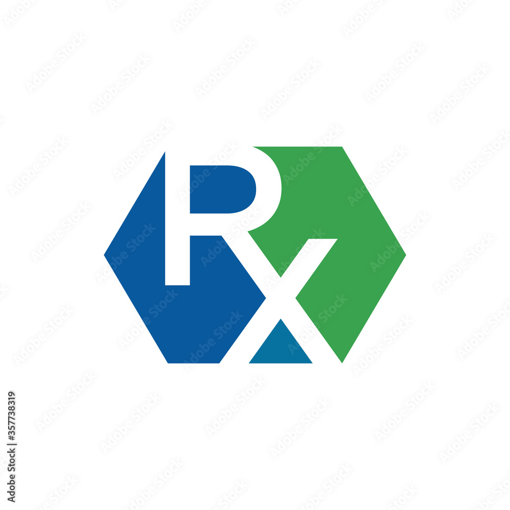 RX Symbol in hexagon shape. Stock Vector | Adobe Stock