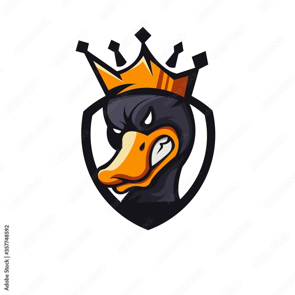 King Duck mascot logo design vector with modern illustration concept ...