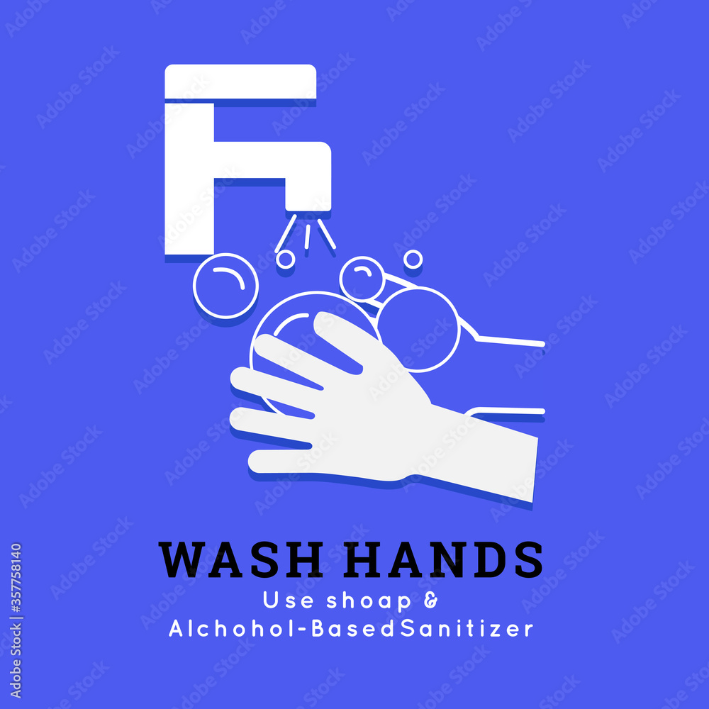 Wash your hands signage - Vector Illustration Stock Vector | Adobe Stock