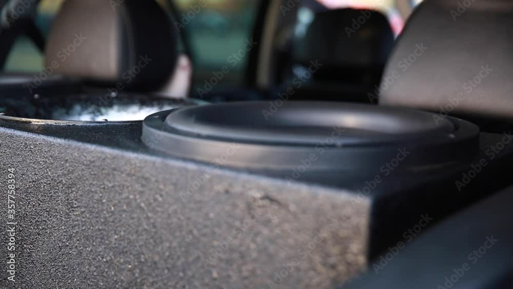 Vidéo Stock Sound Systems in Car.Vibration sound speaker close-up. Cool ...