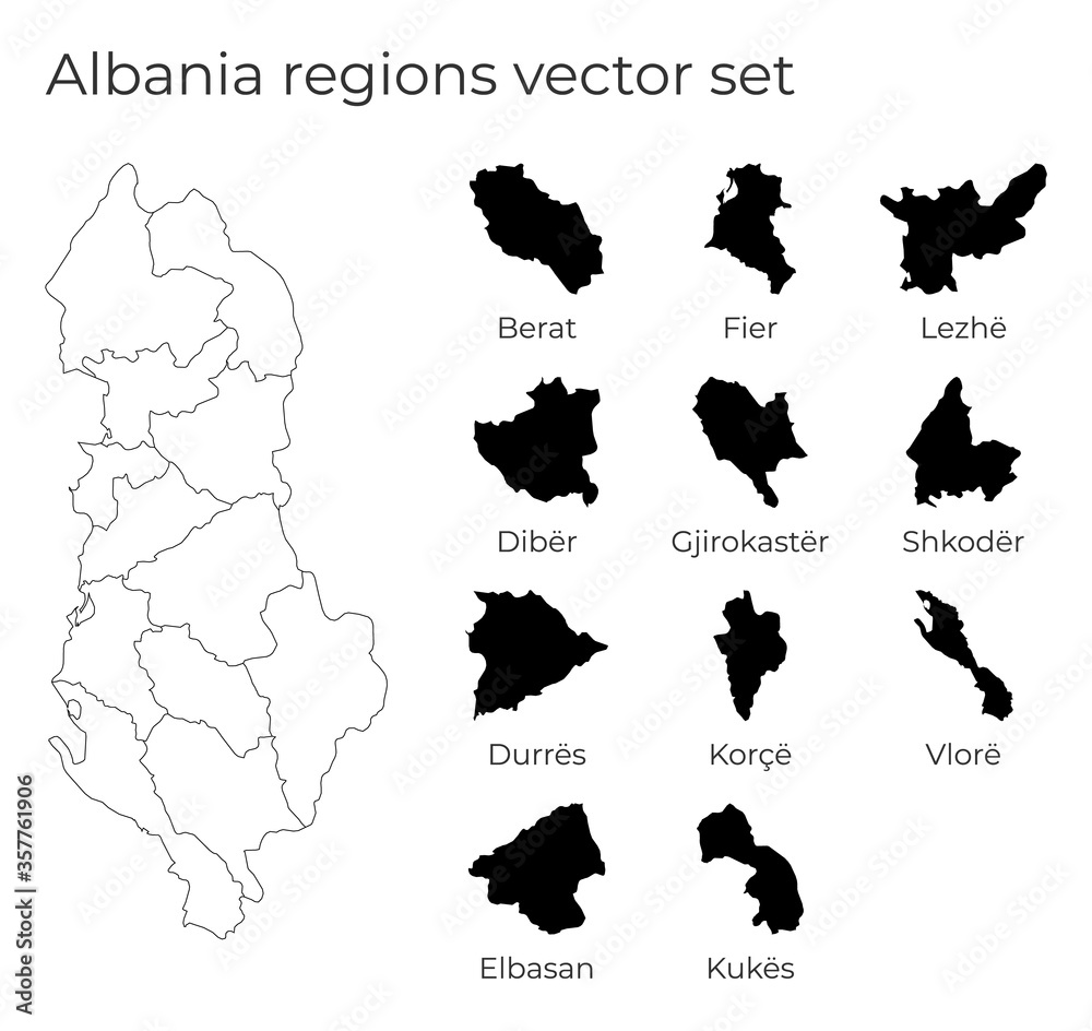 Poster Albania map with shapes of regions – Wall Art | UkPosters