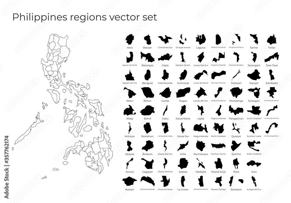 Philippines map with shapes of regions. Blank vector map of the Country ...