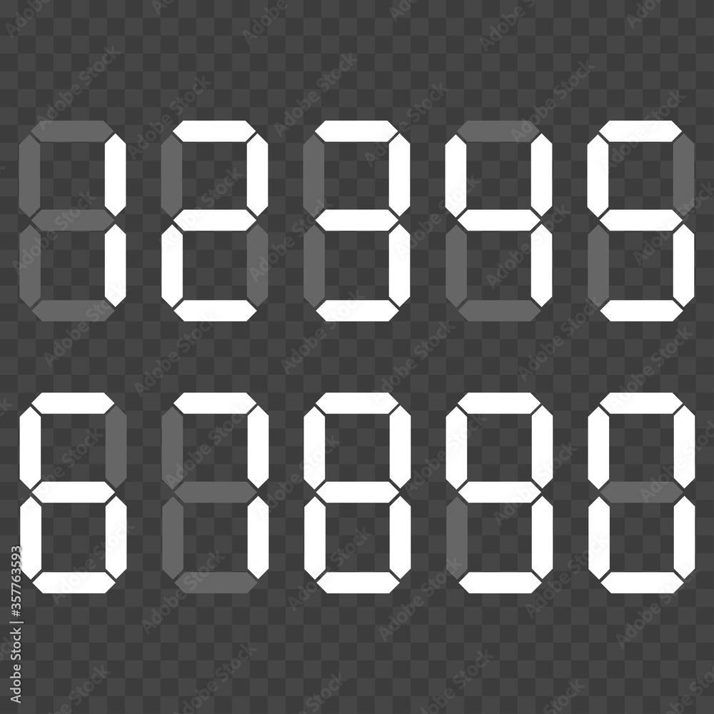 Digital clock number set. Electronic numbers. Vector Stock Vector ...