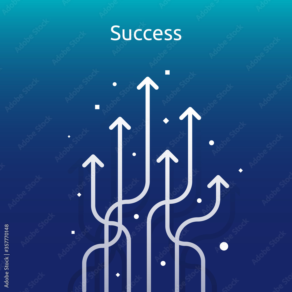 line arrow direction for vision, business growth, teamwork leader and ...