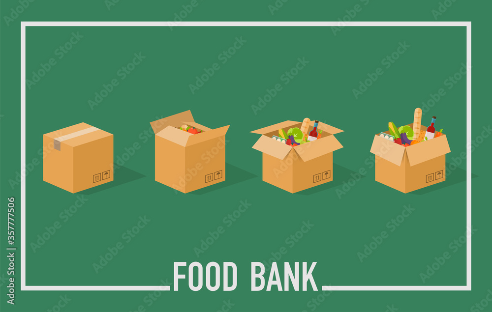 Food Bank simple concept illustration. Time to donate. Food donation ...