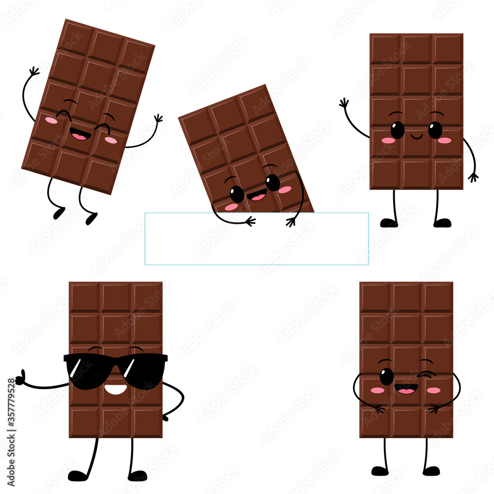 Cute chocolate bar character vector set Stock Vector | Adobe Stock