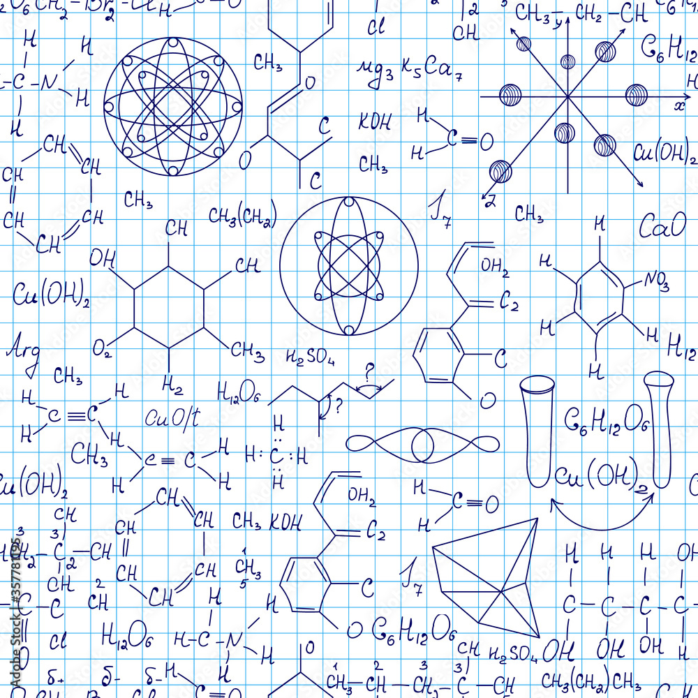 Chemistry Vector Seamless Pattern With Handwritten Chemical Formulas chemistry-vector-seamless-pattern-with-handwritten-chemical-formulas