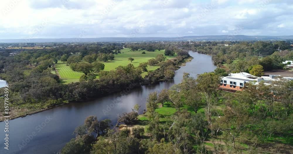 Aerial View over the Swan River with the Barkers Bridge and the Perth ...