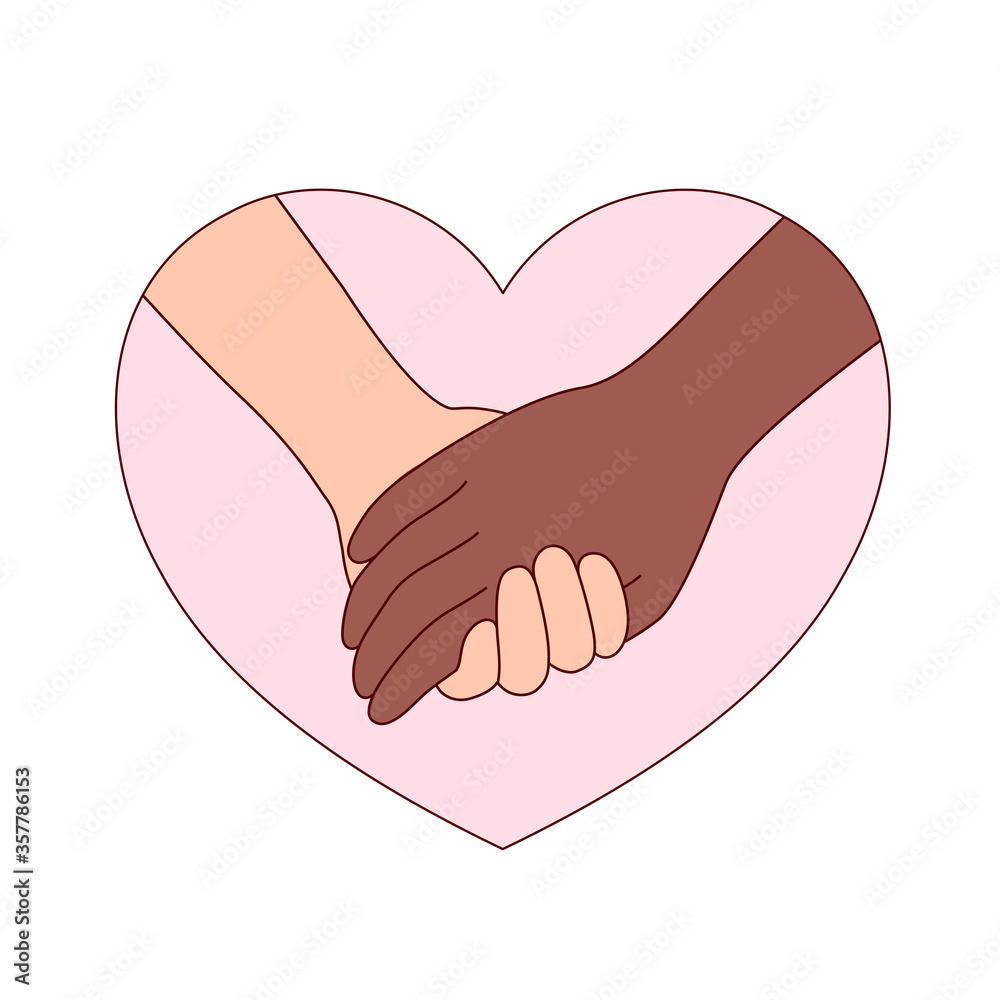 Black lives matter. Two hands holding. Protest banner about human right ...