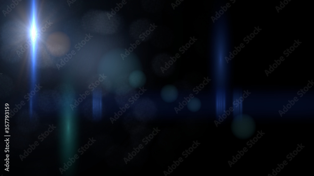 intense blue lens flare overlay texture with bokeh effect with black ...