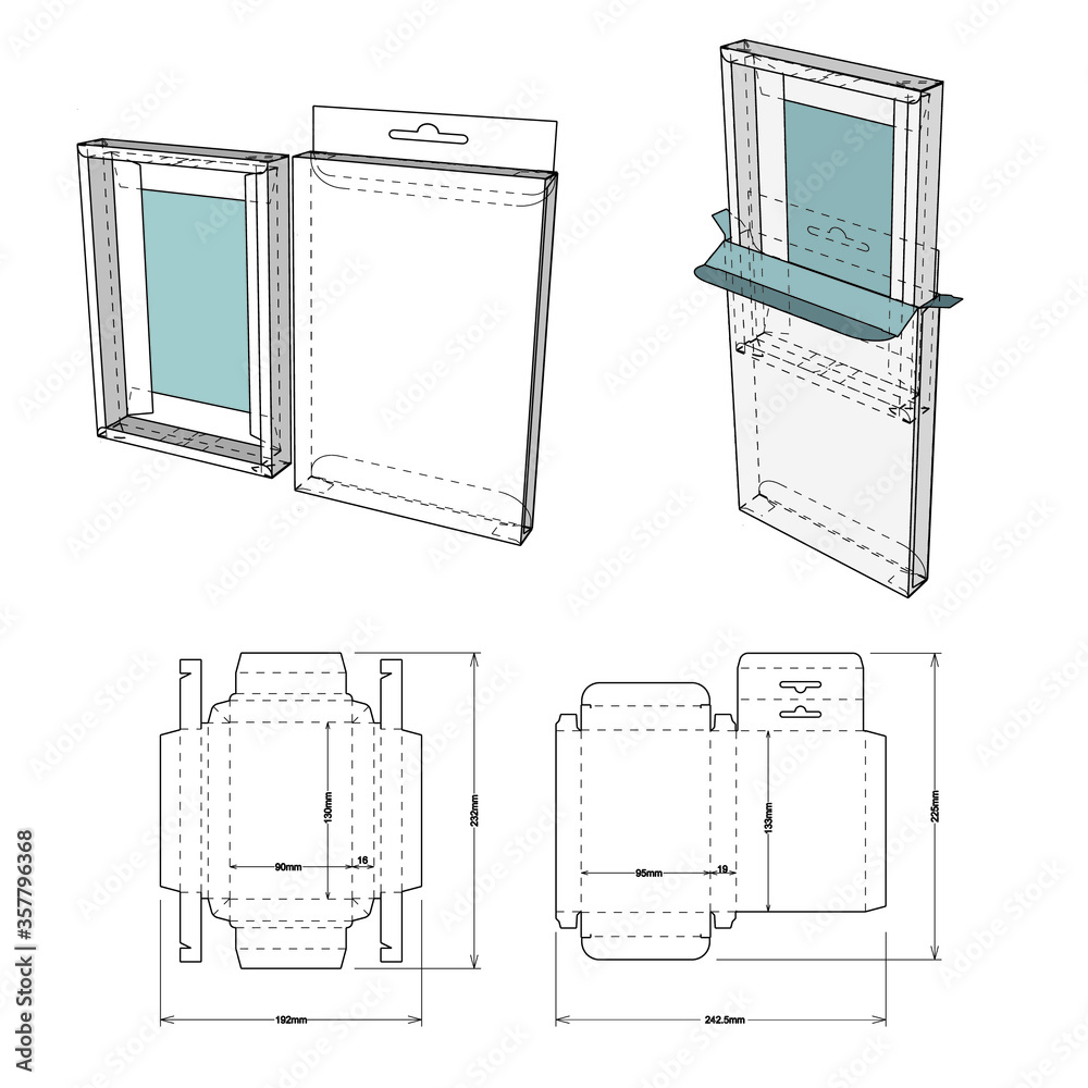 Card Box With Hanger and Die-cut Pattern. The .eps file is full scale ...