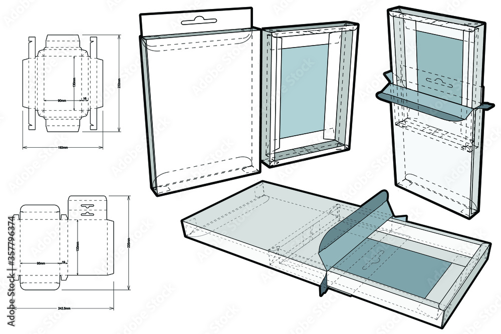 Card Box With Hanger and Die-cut Pattern. The .eps file is full scale ...