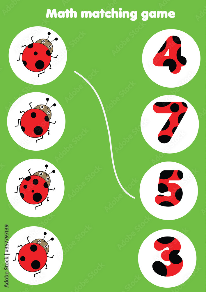 Math educational game for children. Matching mathematics activity ...