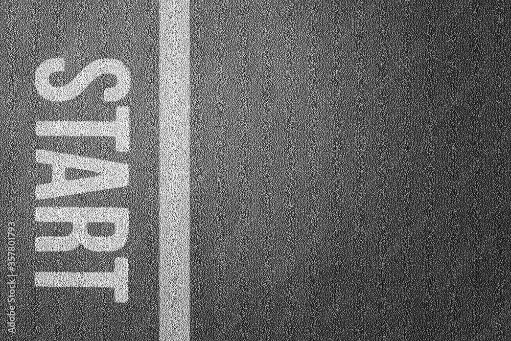 3D Illustration of start line on the road for a race or metaphorical ...