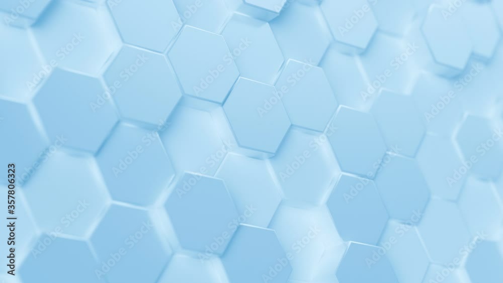Abstract Hexagon Geometric Surface Loop 5 Light Blue: bright minimal hexagonal grid pattern ...
