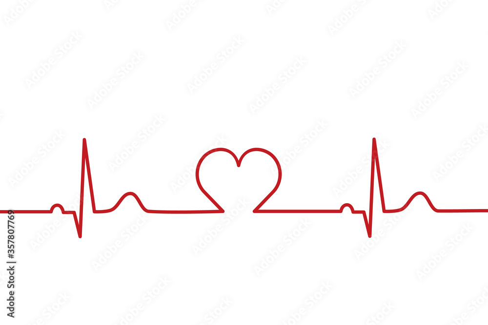 Normal electrocardiogram, EKG, ECG with heart in the middle. Heartbeat ... Normal electrocardiogram, EKG, ECG with heart in the middle. Heartbeat ...